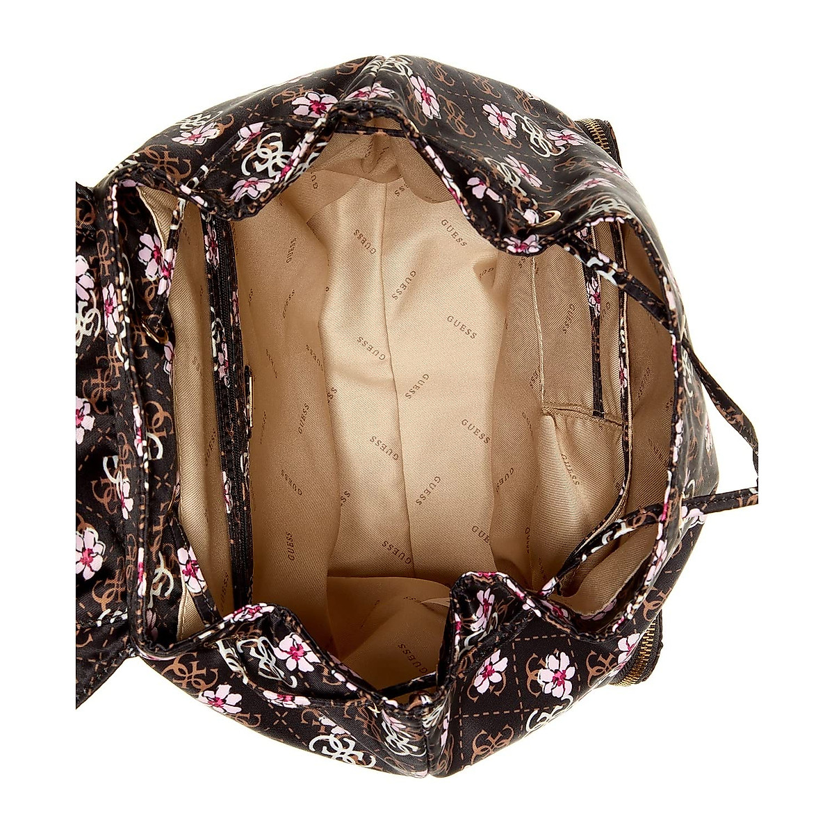 Guess Women's Logo Floral Print Nylon Large Backpack - Black Multi