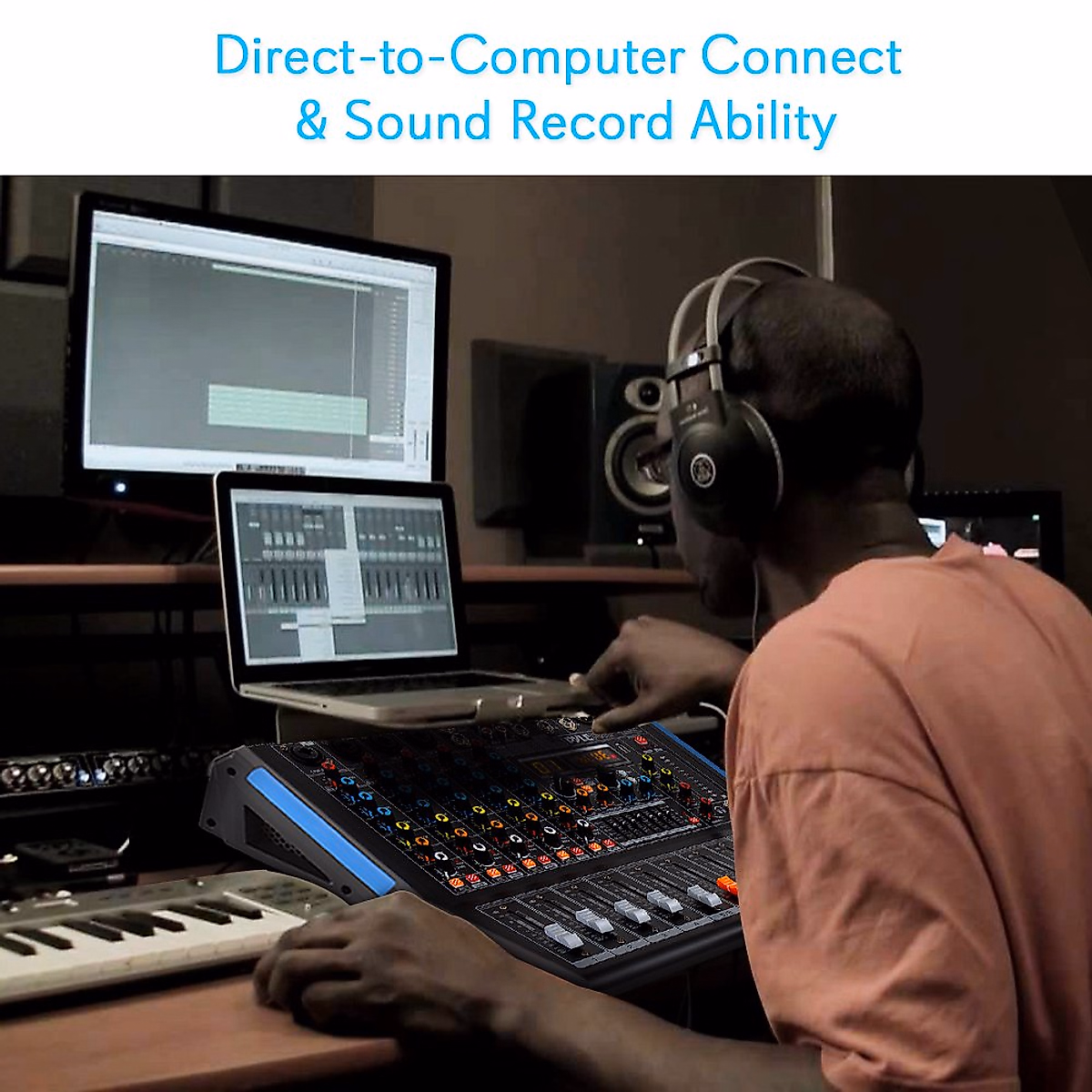 Pyle 6-Channel Bluetooth Studio Audio Mixer - DJ Sound Controller Interface with USB Drive for PC Recording Input, XLR Microphone Jack, 48V Power, I/O for Professional and Beginners - PMXU67BT