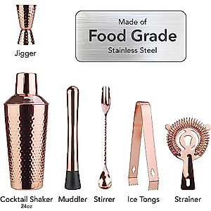Arora Moscow Mule Barware Set - 23pc - Copper Plated Stainless Steel - Professional Bar Tools for Drink Mixing, Home, Bar, Party