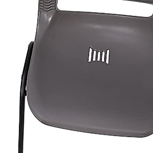 Flash Furniture Hercules Series 661 lb. Capacity Ergonomic Shell Stack Chairs 16'' Seat Height, 5 Pack, Gray Plastic/Black Frame