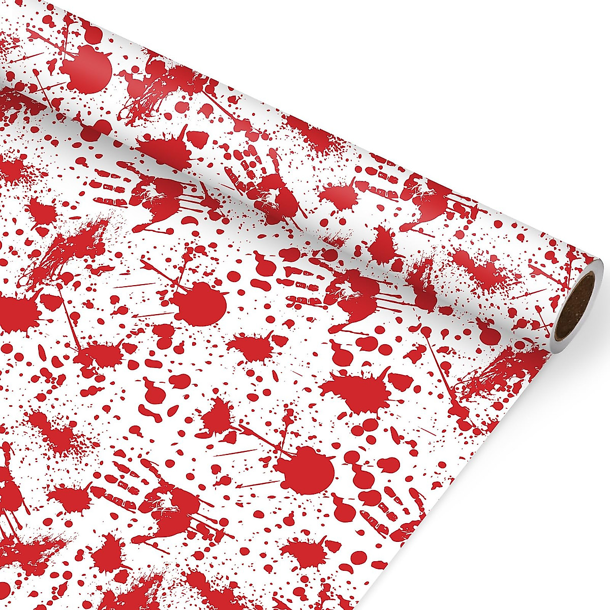 JarThenaAMCS Halloween Wrapping Paper -Mini Roll- 17in x 32.8Ft Bloody Handprint Gift Wrap Paper for Trick or Treat Birthday Party Wrapping Supplies