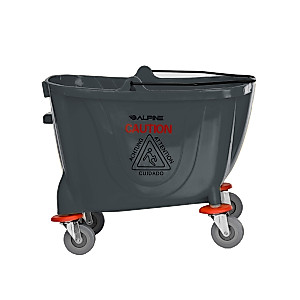 Alpine Industries 36 Quart Heavy Duty Mop Bucket with Removable Side Wringer, Rounded Front Lip, and Non Marking Wheels, Gray,ALP462-GRY