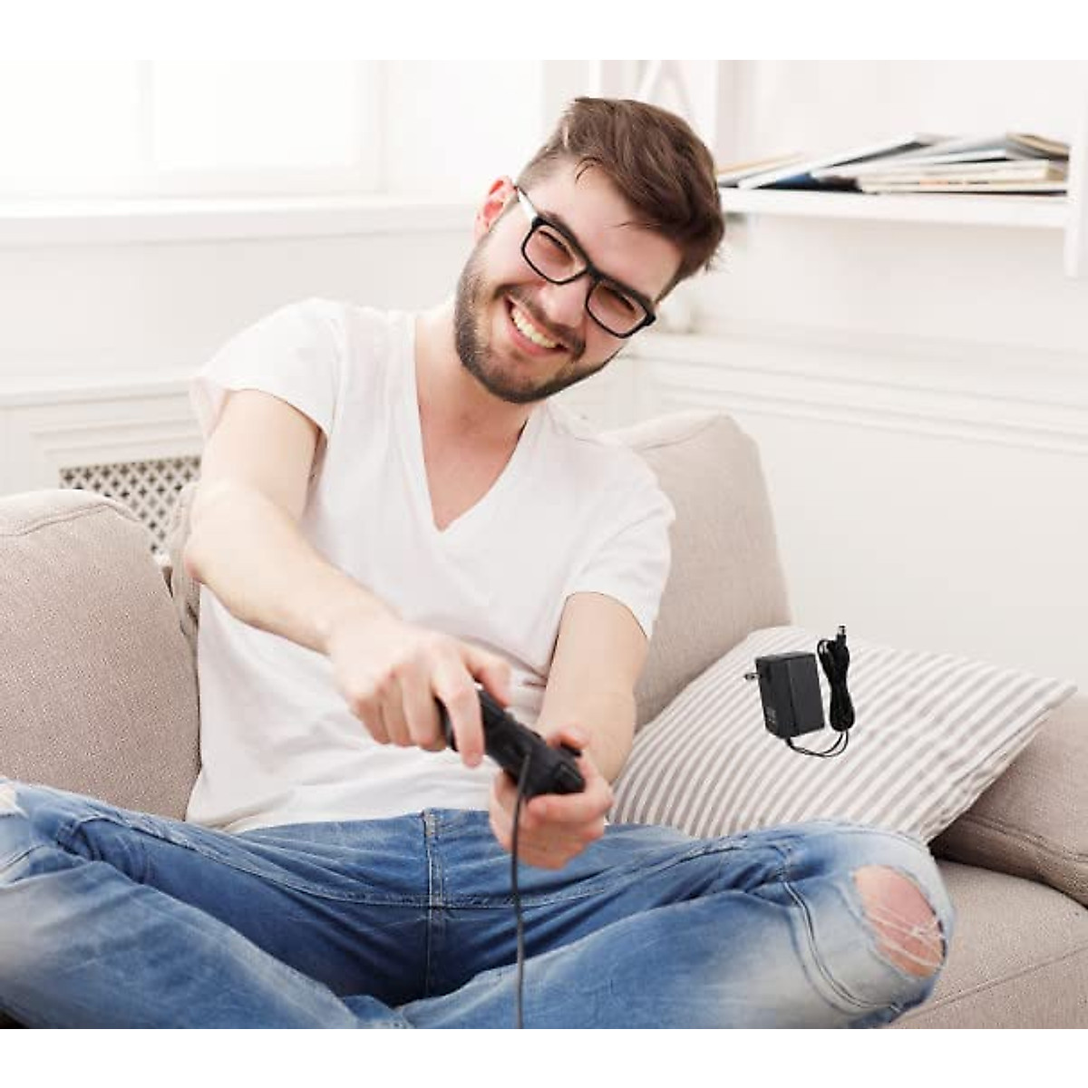 Power Supply, Power Adapter, ABS Power Supply Charger for NES/SNES/Genesis 3 in 1 Game Console Charger Power Adapter US 110-240V