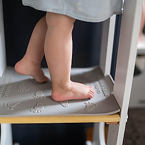 Little Partners Silicone Mat, Only Compatible with The Explore 'N Store Learning Tower Platform (Not The Learn 'N Fold Learning Tower, LT, LTD, or Chef Series), Non-Slip Grip Washable Protector (Grey)