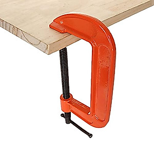 CYEAH 5 Inch C Clamps Heavy Duty 4 Pcs Malleable Iron C-Clamp G Clamp, Up To 5 Inch Jaw Opening, 3 Inch Throat Depth with T-Bar Handle for Woodworking, Welding, Building (Orange)