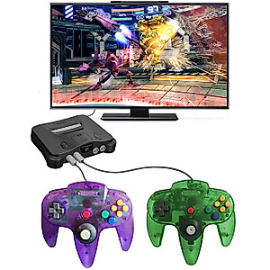 ZeroStory Classic N64 Controller, Wired N64 Controller Joystick with 5.9 Ft N64 AV Cable for N64 Video Game Console (Transparent Blue and Transparent Purple)