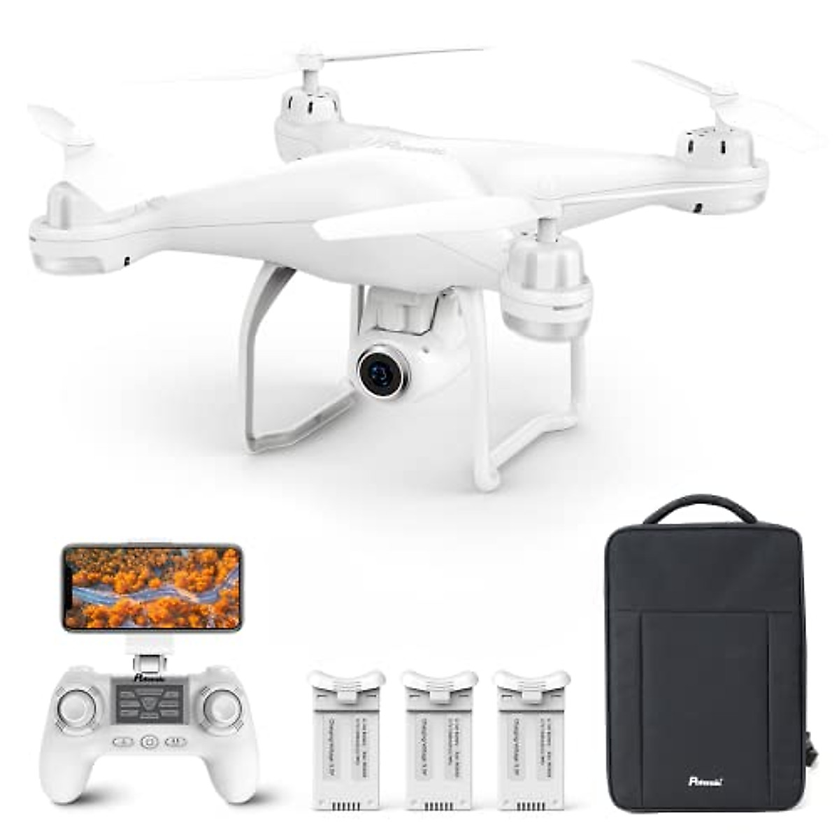 Potensic T25 Drone with Camera for Adults, 2K GPS FPV Camera Drone with Backpack, 3 Batteries, Auto Return Home, Follow Me, Waypoint Fly, Altitude Hold, 2022 Upgraded