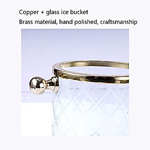 Ice Bucket,Cooling Container,Brass Glass Ice Bucket With Ice Clip Retro Handmade Dining Table Cooler Wine Wine Rack Ice Bucket Champagne Can Cooler (Size : Small) (Size : S)