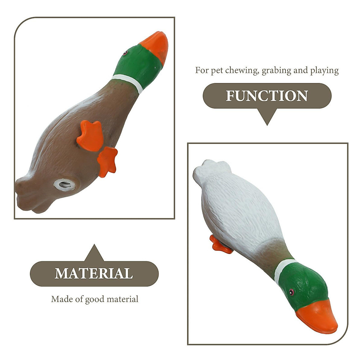 POPETPOP Dog Squeak Toy, Latex Duck Puppy Chew Toy Dog Teething Cleaning Toy Cute Dog Biting Toy Pet Mallard Duck Toy Interactive Plaything for Small Medium Dogs