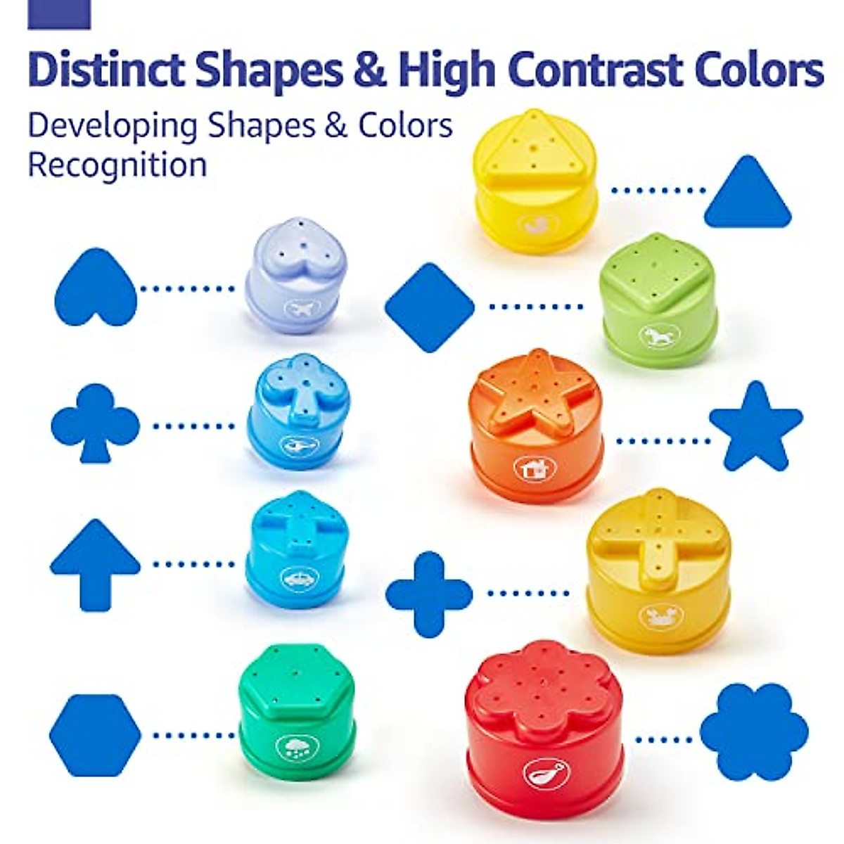 Stacking Toys for Toddlers 1-3 - Stacking Cups - Montessori Toys Baby Toys for 1 Year Old Toys for Boys Girls Toddler Toys Age 1-2 Numbers Shapes Patterns Learning Toys One Year Old Boy Birthday Gift