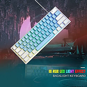 MageGee Mini 60% Gaming Keyboard, RGB Backlit 61 Key Ultra-Compact Keyboard, TS91 Ergonomic Waterproof Mechanical Feeling Office Computer Keyboard for PC, MAC, PS4, Xbox ONE Gamer(White Blue)…
