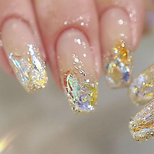 100Pcs Aurora Nail Art Rhinestones Multi Shapes 3D Glass AB Crystal For Nail Art Craft Decoration, Mix 10 Style Flat Back Crystals Charm Gem Stone