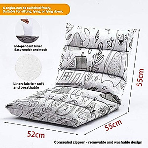 Floor Lounger Adjustable Floor Chair Flat of a Sleepy with an owl a Bear a Hedgehog a Memory Foam Folding Floor Sofa Lounge Chair for Adults Home Office Reading Watching Gaming