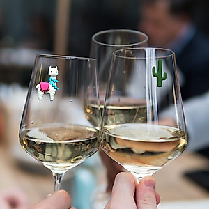 Simply Charmed Wine Glass Charms for Stemless Glasses - Magnetic Llama and Cactus Drink or Beverage Markers Set of 6