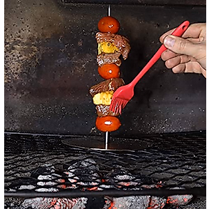 Kütral Vertical Skewer, Shawarma stand (9- and 12-Inches spike) Brazilian Skewer for Tacos Al Pastor,This Vertical Barbeque Grilling Rack Comes with Silicone Basting Brush