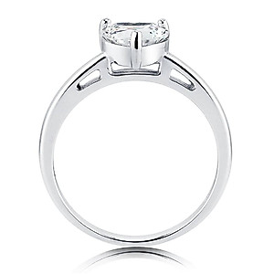 BERRICLE Sterling Silver Solitaire Wedding Engagement Rings 1.1 Carat Cubic Zirconia CZ Heart Ring for Women, Rhodium Plated Size 5
