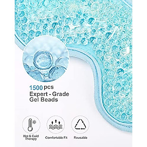 Luxtude Cooling Gel Eye Mask for Dry Eyes, Hot & Cold Compress - Reusable Ice Pack Relieves Puffiness, Dark Circles & Headaches (Blue)