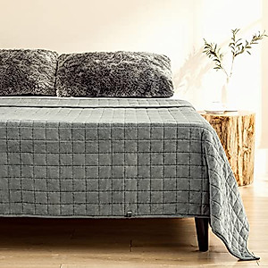 joybest Flannel Weighted Blanket, 2x2 Inch Compartments Oeko-Tex Certified Soft Fluffy Blanket with Premium Glass Beads, 15LBS 48x72Inches (Grey)…