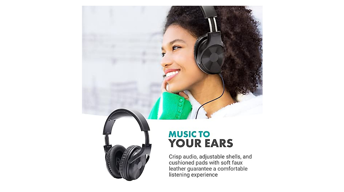 Movo MH-100 Hi-Fi Studio Headphones - Crisp Sound & Mic