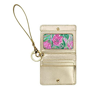 Lilly Pulitzer Snap ID Card Case, Cute Keychain Wallet, Slim Credit Card Holder with Wristlet Strap, Coming in Hot