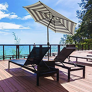 Abba Patio 9' Patio Umbrella Market Umbrella Outdoor Table Umbrella with Push Button Tilt & Crank for Patio, Black and Cream Stripe