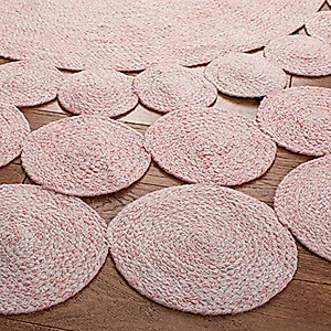 SAFAVIEH Cape Cod Collection 3' Round Pink CAP226U Handmade Braided Area Rug