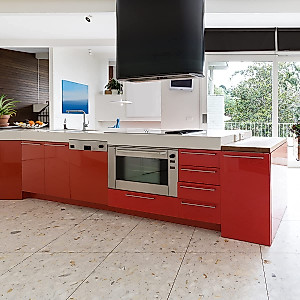 Wudnaye Red Contact Paper Peel and Stick Wallpaper for Kitchen 15.7inchx78.7inch Shiny Red Wallpaper Self Adhesive Contact Paper for Cabinet Wallpaper Stick and Peel Contact Paper Decor Wall Paper