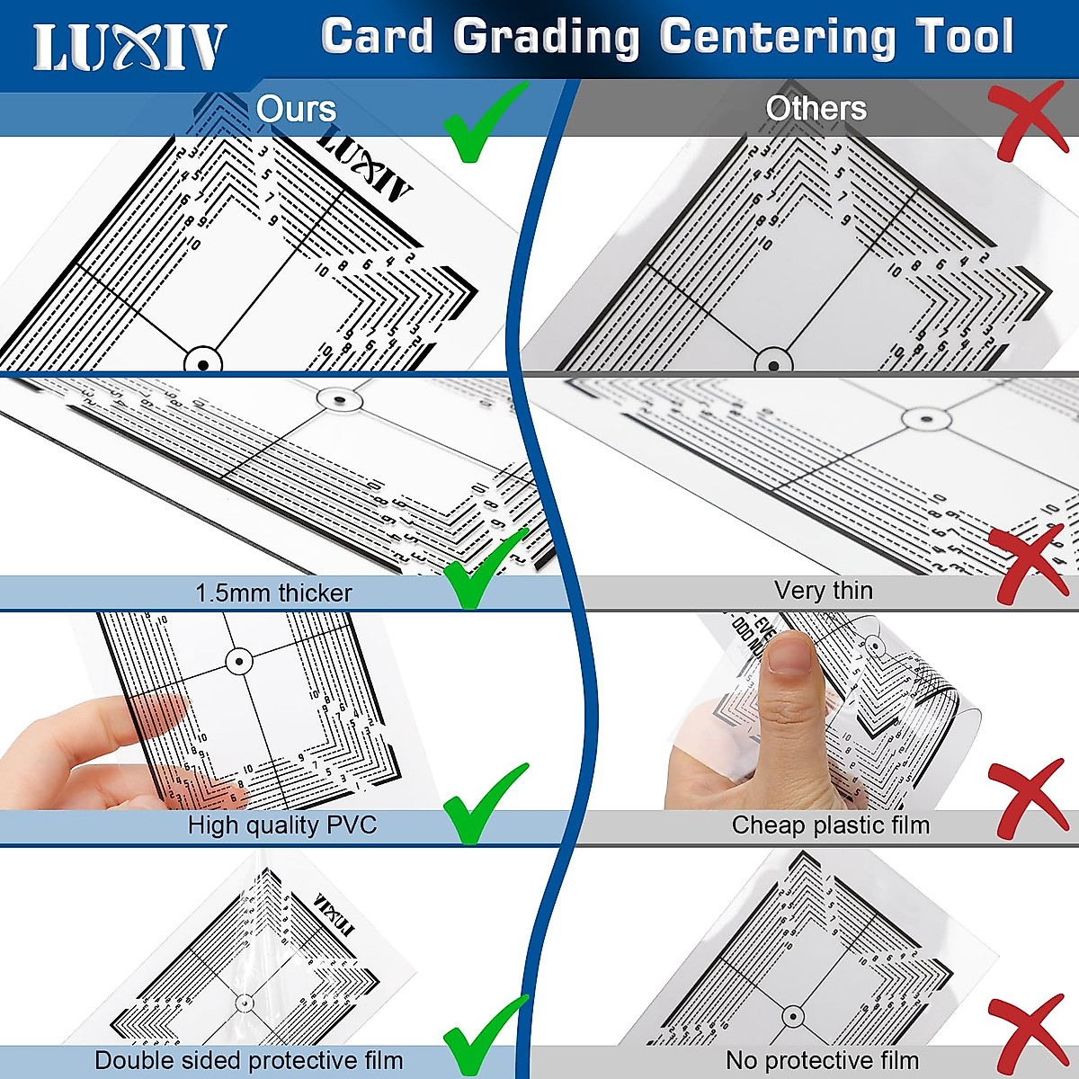 Luxiv Card Grading Centering Tool Kit, Card Center Tool with 30X Magnifying Tool, 2 Pcs Clean Cloth, Centering Guide Card Tools