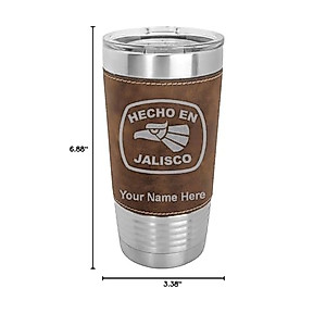 LaserGram 20oz Vacuum Insulated Tumbler Mug, Hecho en Jalisco, Personalized Engraving Included (Faux Leather, Rustic)