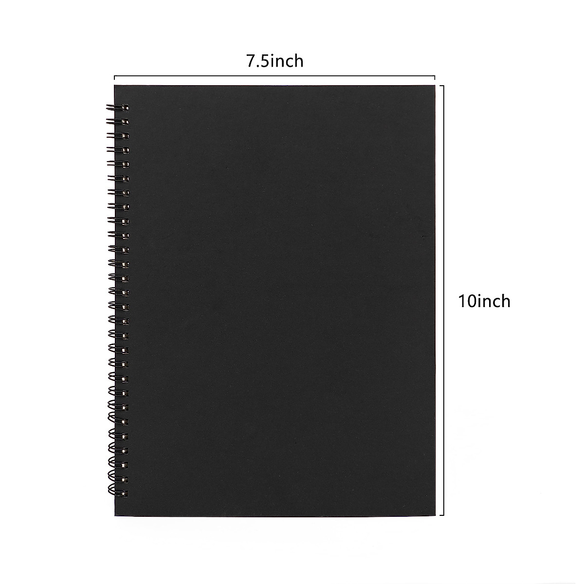 DSTELIN 10 inch x 7.5 inch, 100GSM, Blank Spiral Notebook, 1-Pack, Soft Cover, Sketch book, 120 Pages / 60 Sheets, (Black)