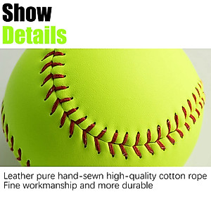 GKK Softballs 4 Pack Sports Practice Softballs 12 Inch Slow Pitch Official Size and Weight Softball Autograph Softball Training Ball for Games, Soft Toss, Batting, Fielding, Hitting, Pitching