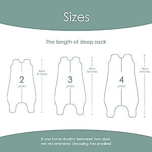 molis & co. Toddler Sleep Sack with Feet, 18-24 Months. 0.5 TOG Lightweight Baby Sleeping Bag with Legs. Unisex Leafprint. Cotton Toddler Wearable Blanket