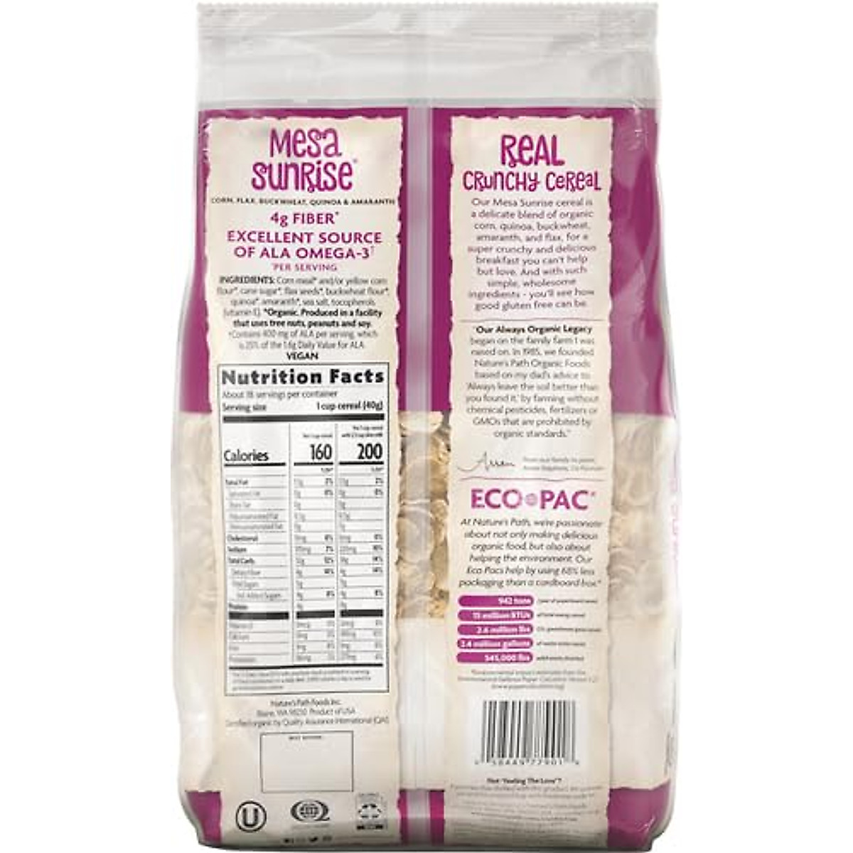 Nature's Path Organic Cereal, Mesa Sunrise, 1 lb 10.4 oz Earth Friendly Package, Gluten Free