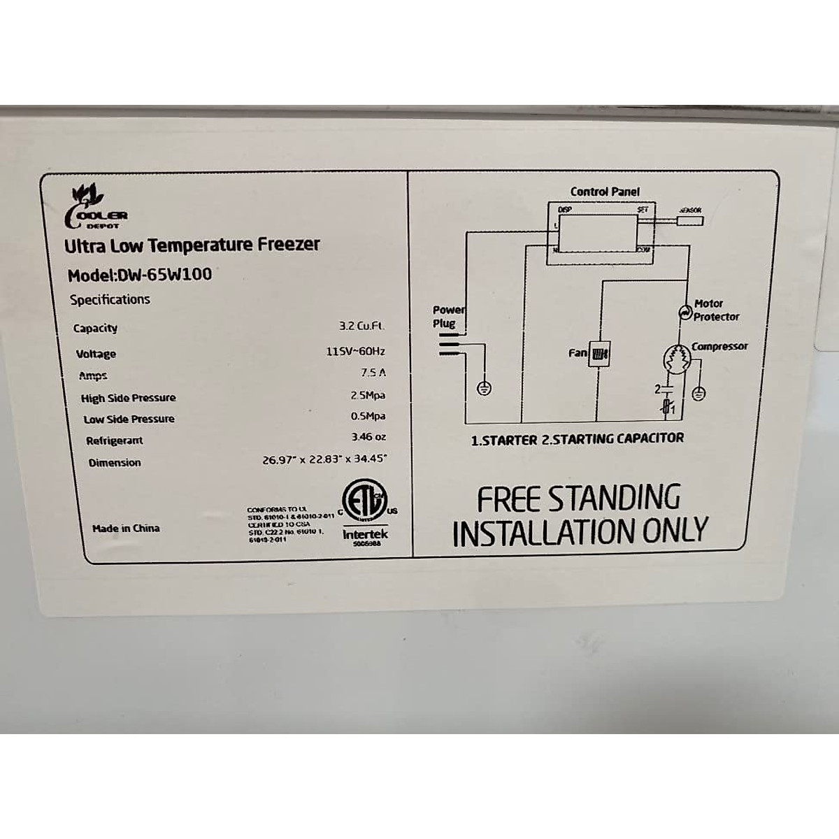 Commercial Freezer Ultra low temperature Chest Freezer NSF -65 degree C 3.2 cuft Tuna fish seafood Sashimi freezer 65w100