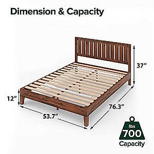 ZINUS Vivek Deluxe Wood Platform Bed Frame with Headboard / Wood Slat Support / No Box Spring Needed / Easy Assembly, Full