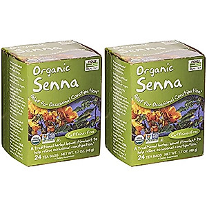 NOW Foods, Certified Organic Senna Tea, Caffeine Free, Relieving, Non-GMO, Premium Unbleached Tea Bags with No-Staples Design, 24-Count (Pack of 2)