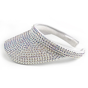 ZEDEKS Bling Victoria Sun Visor Hat!Sparkle Party Rhinestone UPF 50+ Women Beach Hat!Outdoor Sports Fashion Golf Hat,White