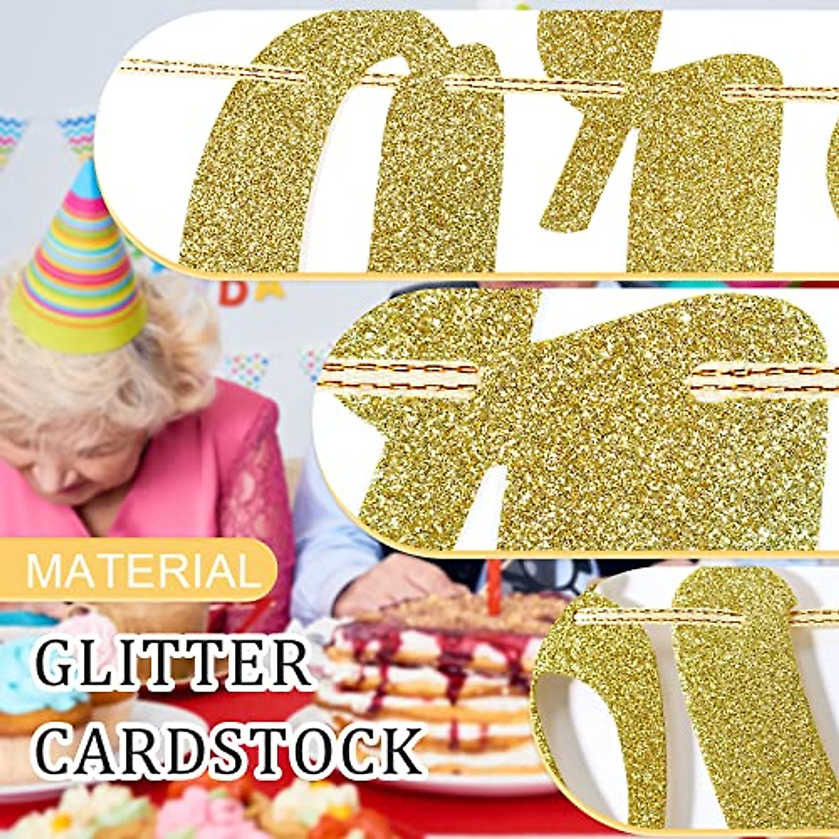 75 Years Loved Banner - Happy 75th Birthday/Wedding Anniversary Party Decorations-Gold