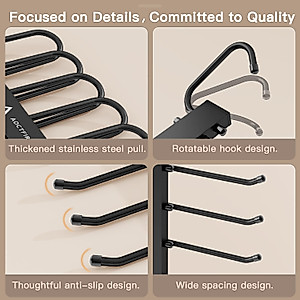 AOCTFIRST Black Pants Hangers Space Saving 2 Pack - 6 Tier Stainless Steel Closet Organizer Heavy Duty,Anti-Slip Design,Clothes Storage and Organization for Pants Jeans Scarf,2-Year Warranty
