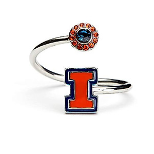 Stone Armory Illinois Fighting Illini Gear for Women - Block I Ring with Crystals - Hypoallergenic and Adjustable Sizes 5-12 - University of Illinois Gifts
