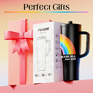 FOHGEE 40oz Tumbler with Handle and Straw Lid【Magnetic lid + Removable built-in straw】100% Leak-proof Travel Coffee Mug, Stainless Steel Insulated Cup, Keeps Cold for 24Hrs (ChillWave Black Velvet)