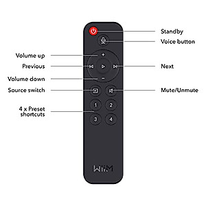 WiiM Voice Remote for WiiM Mini and Pro Audio Streamer, Push-to-Talk, 4 Music Preset Buttons