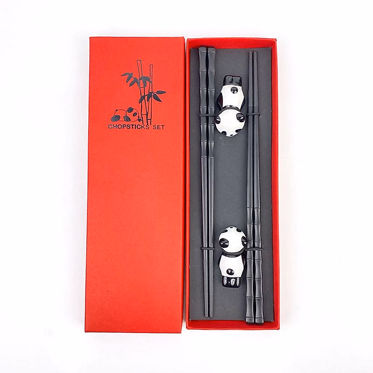 2 Pairs Reusable Chopsticks, Cute Chopsticks with Panda Pattern Safe Chop Sticks Cute Chopstick for Cooking Eating Anti-slip Chop Sticks Chinese Traditional Stylish Gift Set with Box