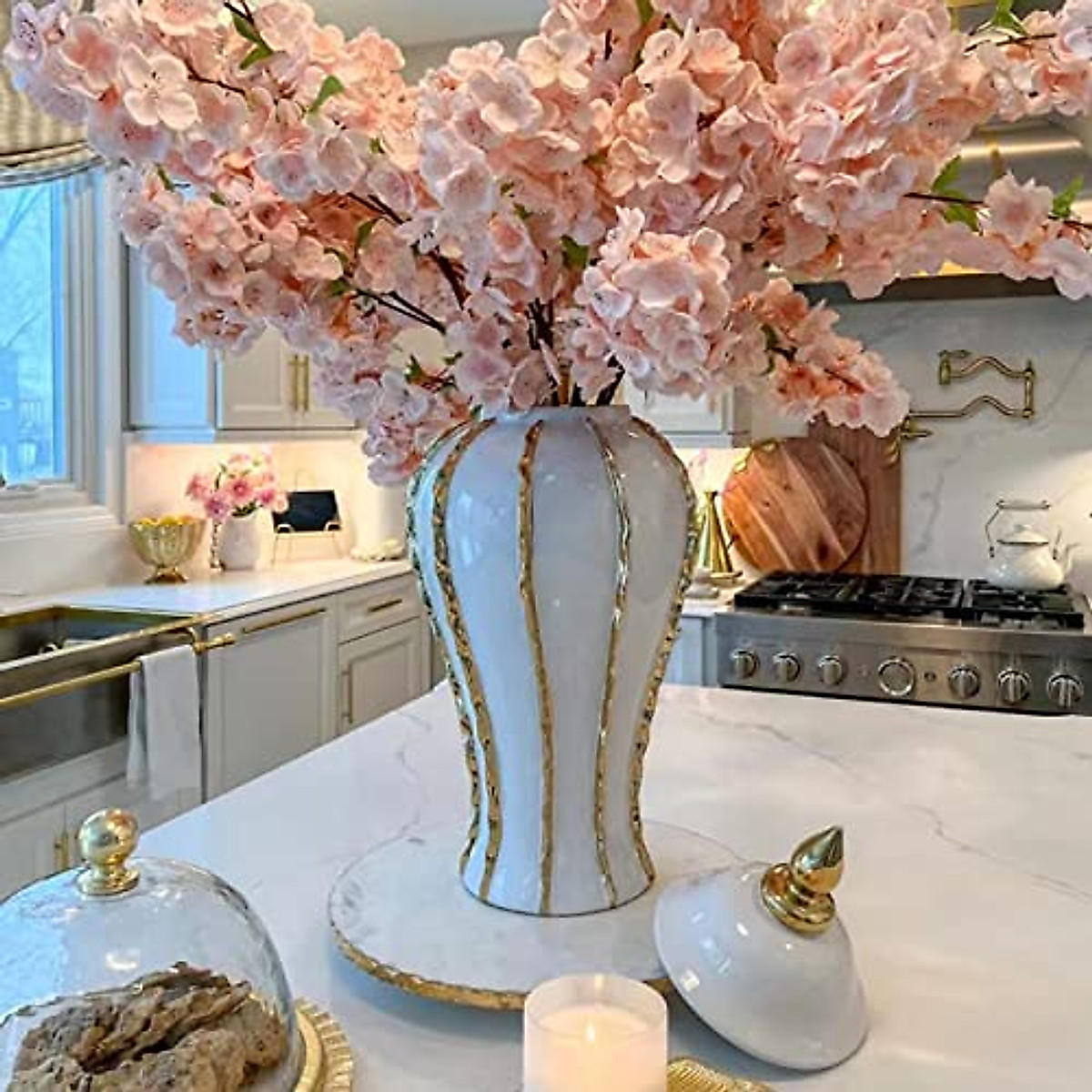 MagiDeal Porcelain Ginger Jar Storage Organizer Decoration Ceramic Flower Vase for Party Home