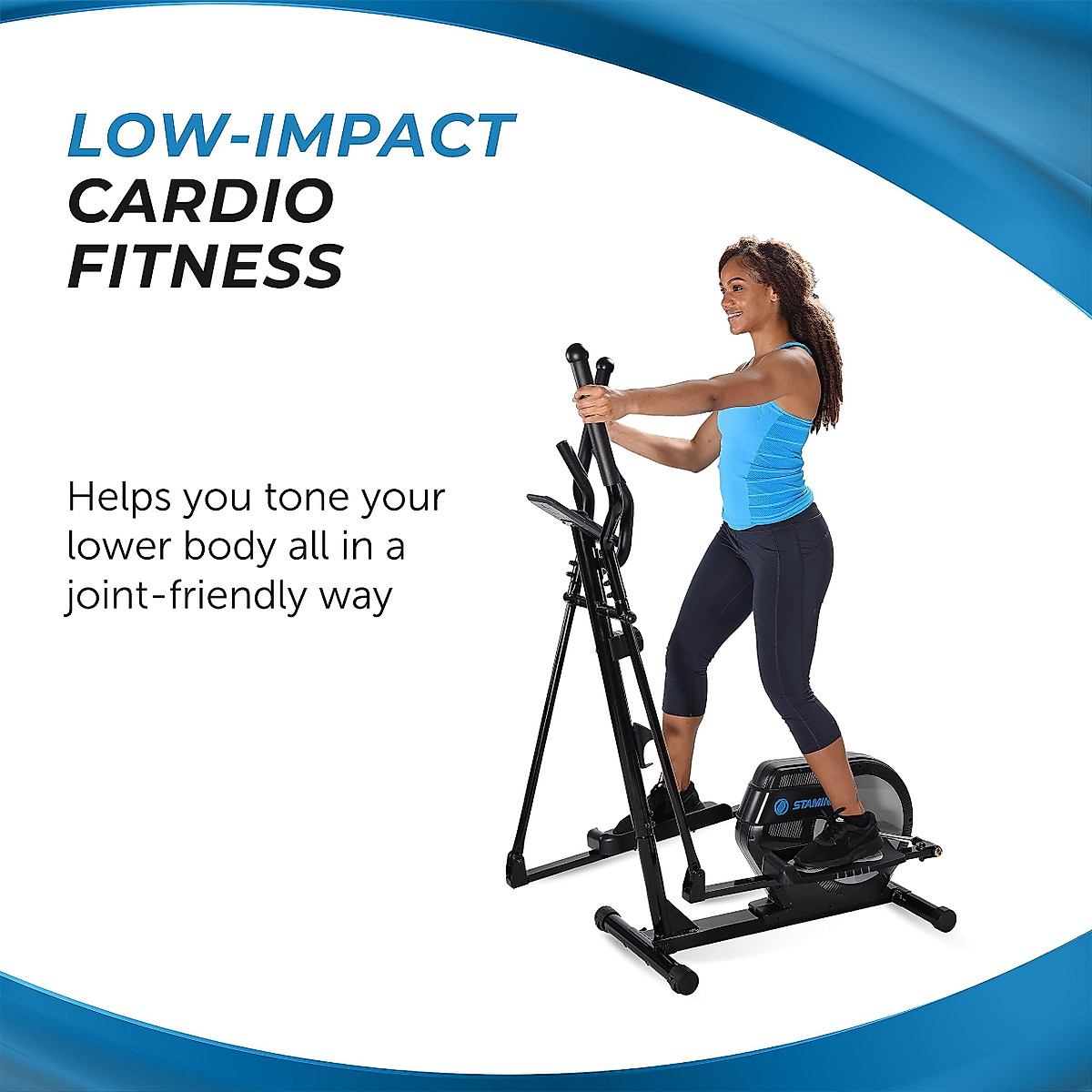 Stamina Elliptical Trainer 1704 - Elliptical Training Machine with Smart Workout App - Compact Standing Elliptical Machine for Home Workout - Up to 250 lbs Weight Capacity