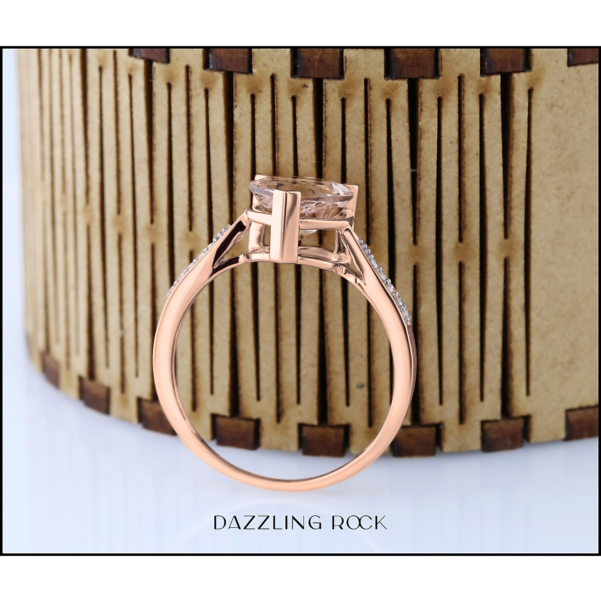 Dazzlingrock Collection 14K Heart-Shaped Morganite & Round Diamond Bridal Promise Engagement Ring, Rose Gold, Size 4.5