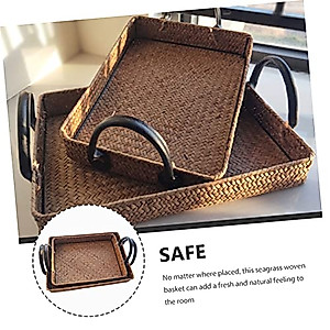 Cabilock 2pcs Handwoven Seagrass Storage Basket Small Woven Basket for Wedding Bathroom Kitchen Supplies