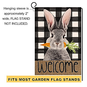 Buffalo Easter Garden Flag 12x18 Vertical Double Sided Welcome Spring Bunny Carrot Farmhouse Holiday Outside Decorations Burlap Yard Flag BW244
