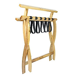 MYOYAY Luggage Rack Wooden, Folding Suitcase Luggage Stand Curvy Legs with Nylon Straps Luggage Stand for Bedroom Hotel Guest Room 29.92" x 20.87" x 26.38"