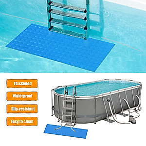 35x15Inch Pool Ladder Mat, Protective Swimming Ladder Step Stair Non-Slip Mat for Above Ground Pools, Blue 2Pack